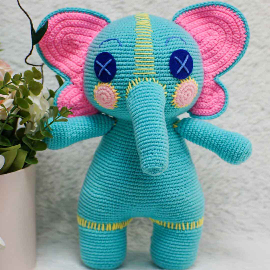 Ello cocomelon elephant handmade crochet plush – Lenns Craft