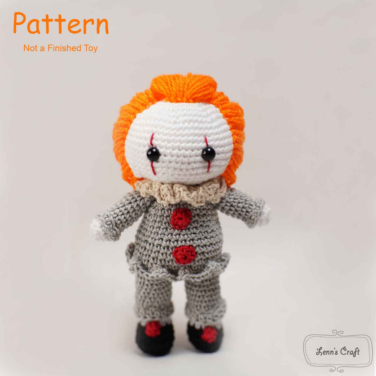 Pennywise IT clown amigurumi crochet doll pattern – Lenns Craft
