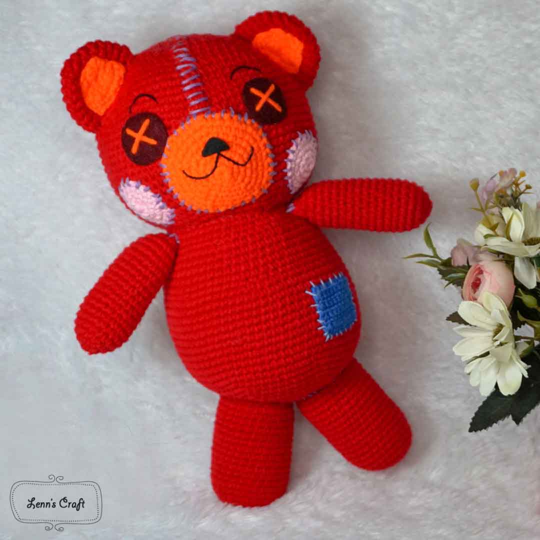 Cocomelon red teddy bear crochet toy - Handmade Cocomelon doll plushies ...